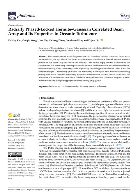 Pdf Radially Phased Locked Hermitegaussian Correlated Beam Array And Its Properties In