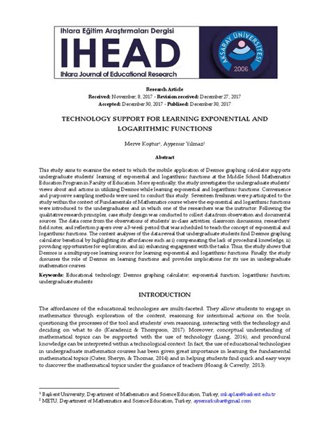 technology support for learning exponential and logarithmic functions