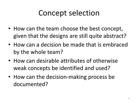 Ppt Product Design L6 Ch7 Concept Selection Powerpoint Presentation