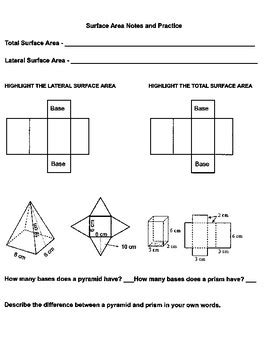 7 9D Surface Area Of Net Figures By Zetta Teachers Pay Teachers