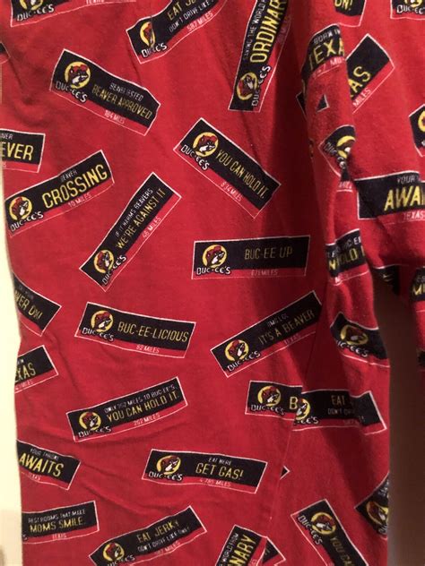 Buc Ees 100 Cotton Red Graphic Print Sleep Pants Med Gem