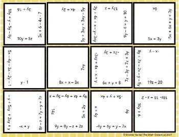 Combining Like Terms Simplifying Expressions Square Puzzle Quest Simplifying Expressions