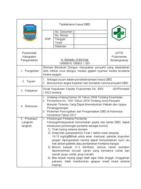 Sop Diagnosis Dan Tatalaksana Dbd Pdf