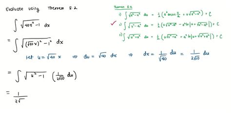 solved use the special integration formulas theorem 8 2 to find the