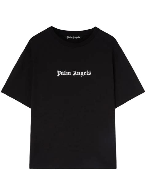 Palm Angels Logo Print Cotton T Shirt Black Farfetch