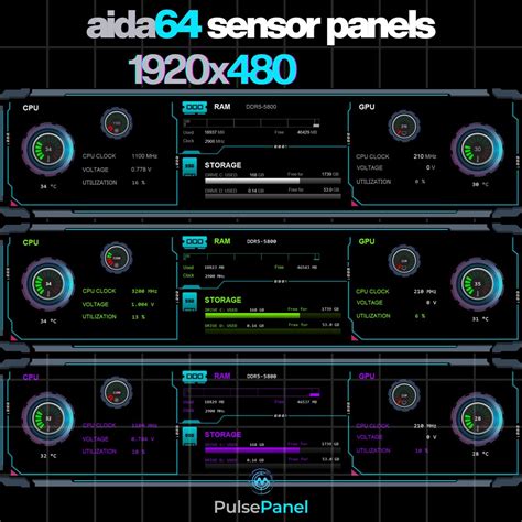Aida64 Sensor Panel Futuristic Pc Stats Dashboard Digital Download