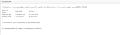 Solved A Calculate Two EBIT EPS Coordinates For Each Of Chegg Com