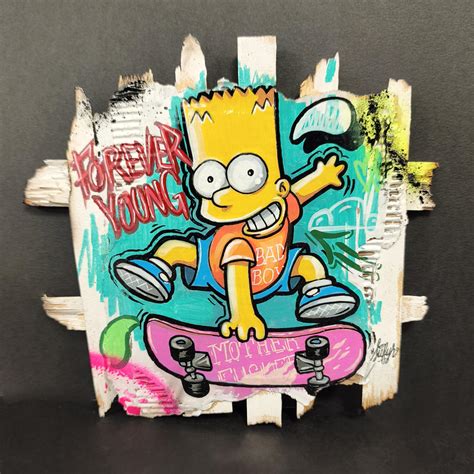 Peinture Bart Simpson Forever Young Par Sufyr Carré Dartistes