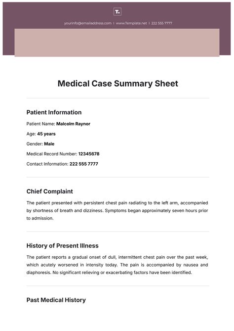 Free Clinical Summary Sheet Layout Template To Edit Online