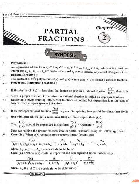 Partial Fractions Formula Pdf