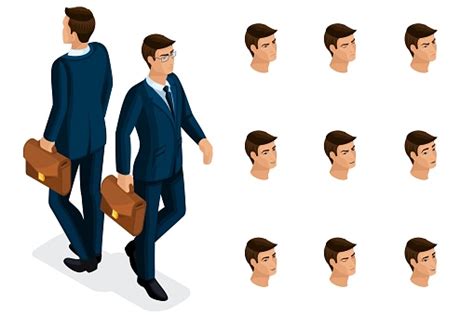 품질 아이소메트리 안경 세련 된 하 고 아름 다운 3d 사업에 맞게 문자 품질 벡터 일러스트 레이 션을 만들기 위한 감정의 집합 귀여운에 대한 스톡 벡터 아트 및 기타