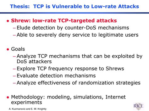 Ppt Low Rate Tcp Targeted Denial Of Service Attacks The Shrew Vs