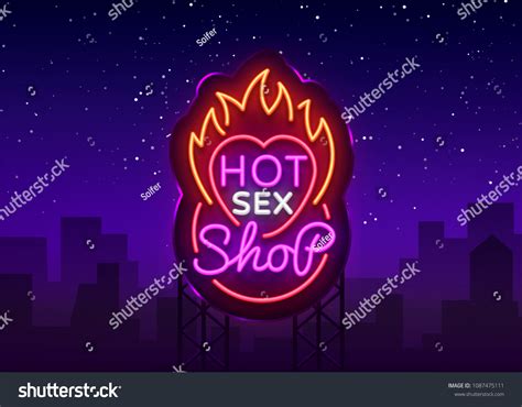 Sex Shop Logo Neon Style Design Stock Vector Royalty Free Shutterstock