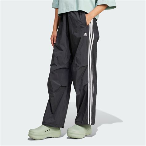 Womens Clothing 3 Stripes Woven Parachute Pants Black Adidas