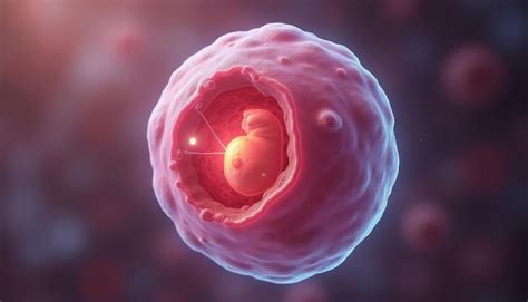 A Microscopic View Of A Cell With A Glowing Nucleus Premium Ai Generated Image