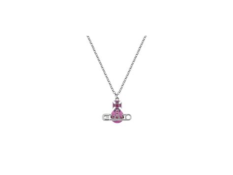 Vivienne Westwood Kitty Pendant Platinum Rose Crystal Rose Enamel