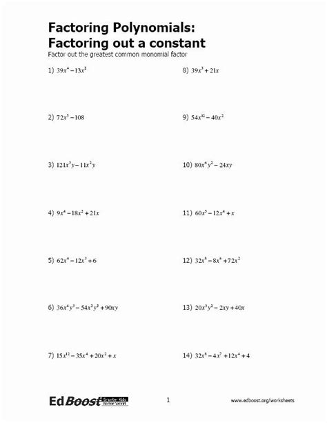 Solving Polynomial Equations In Factored Form Worksheet