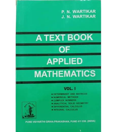 Buy A Textbook Of Applied Mathematics Vol I By Wartikar Online From Schoolchamp