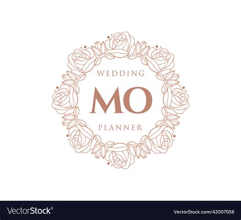 Mo Initials Letter Wedding Monogram Logos Vector Image