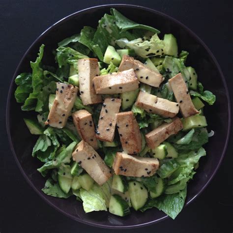Marinated Tofu And Cucumber Salad With Sesame Miso Dressing Waz Wu