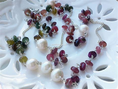 Срібне намисто з перлами і турмаліном «yakimova Jewelry аксесуари Дарун Україна