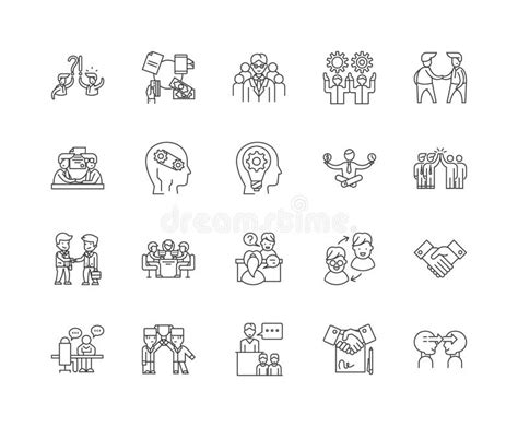 Commitment Line Icons Signs Vector Set Outline Illustration Concept