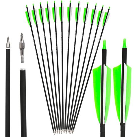 30 Inch Archery Carbon Arrows Hunting Practice Arrows Spine 500 With 4