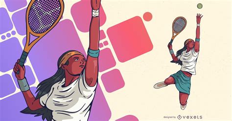 Descarga Vector De Jugador De Tenis Femenino Deportes Ilustración