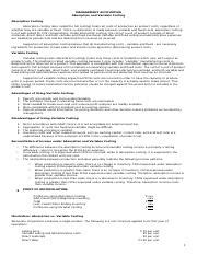 Understanding Absorption Vs Variable Costing In Management Course Hero