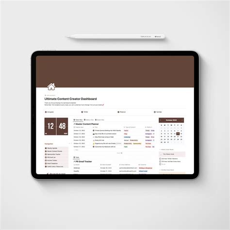 notion content creator dashboard template templix