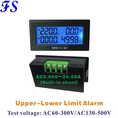 Hz Power Meter High Precision Digital Intelligent Meter AC 20A LCD Voltage Ammeter AC 60 300V