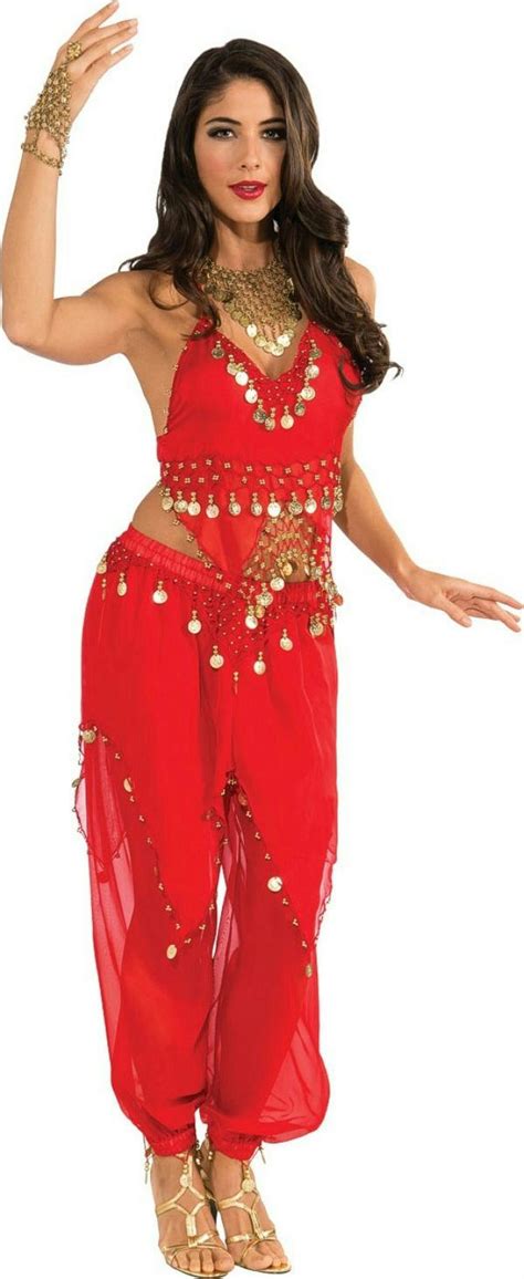 Deluxe Embellished Red Belly Dancer Sexy Adult Harem Girl Costume Small 6 10 Ebay