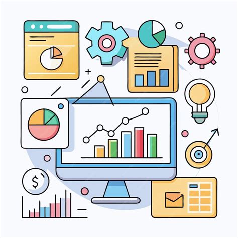 Colorful Charts And Graphs On Computer Monitor For Business Analytics Premium Ai Generated Vector