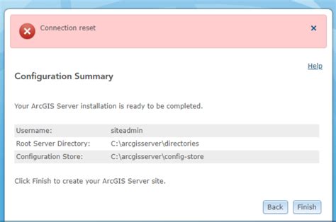 Connection Reset Error While Creating Arcgis Serve Esri Community