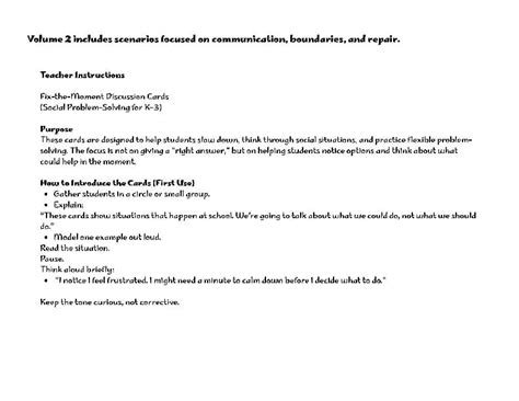 Social Problem Solving Discussion Cards Volume 2 Sel Scenarios For K 3