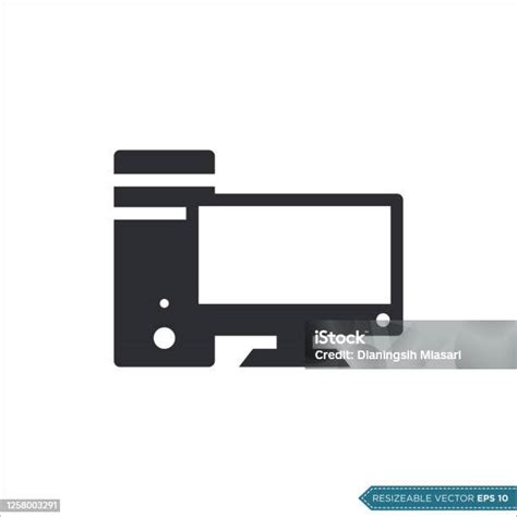 Pc 컴퓨터 데스크톱 아이콘 벡터 템플릿 0명에 대한 스톡 벡터 아트 및 기타 이미지 0명 Cpu Lcd Istock