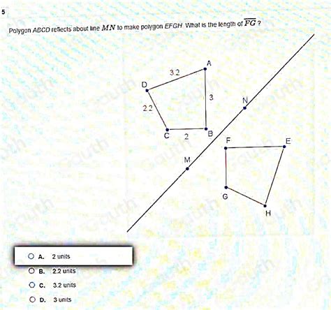 solved 5 polygon abcd reflects about line mn to make polygon efgh