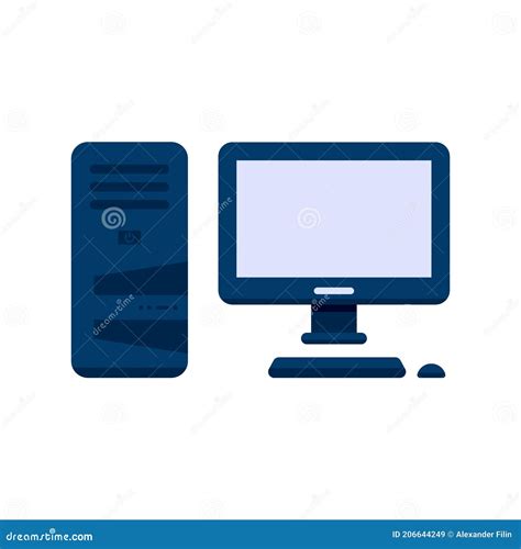 Computer Icon In Flat Style Monitor System Unit Mouse Keyboard Org Appliances Vector Stock
