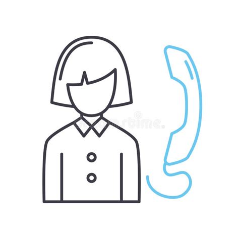 Call Support Line Icon Outline Symbol Vector Illustration Concept Sign Stock Vector