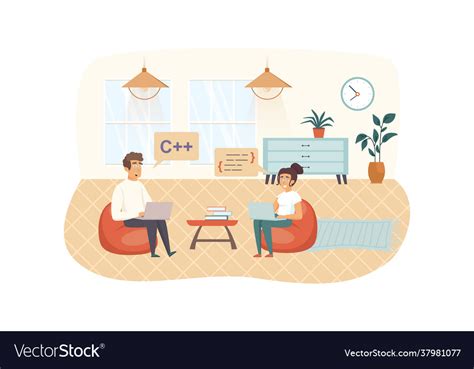 Developers Testing Software Scene Man And Woman Vector Image