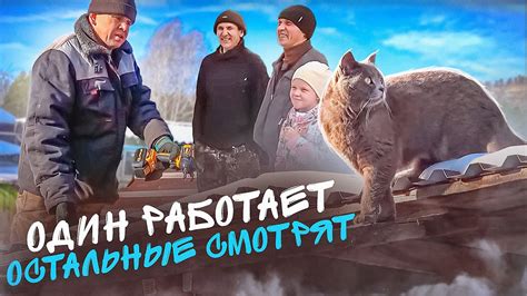 Один работает остальные смотрят Навожу порядок во дворе Сарайчику не повезло баня напряглась