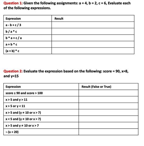 solved question 1 given the following assignments
