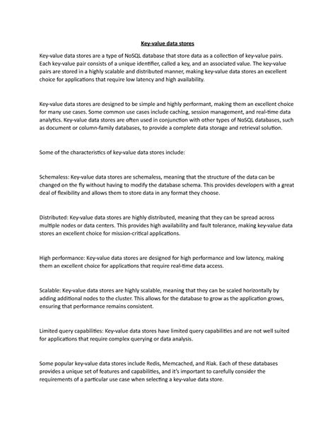 Key Value Data Stores Key Value Data Stores Key Value Data Stores Are A Type Of Nosql Database