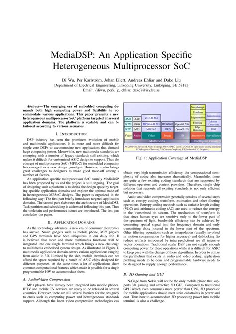 Pdf Mediadsp An Application Specific Heterogeneous Multiprocessor Soc