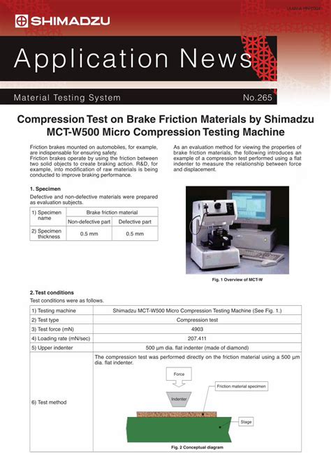 pdf compression test on brake friction materials by shimadzu