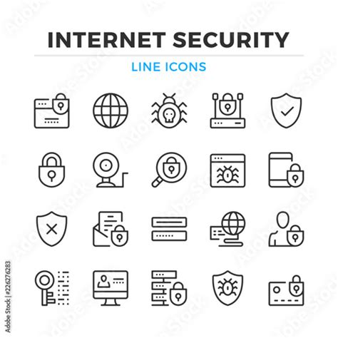 Internet Security Line Icons Set Modern Outline Elements Graphic