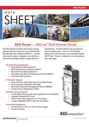 BAS Router BACnet Multi Network Router Contemporary Controls GmbH