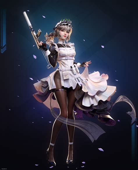 战斗女仆 女仆装枪手 Cg插画 绘画艺术 摩尔网cgmol