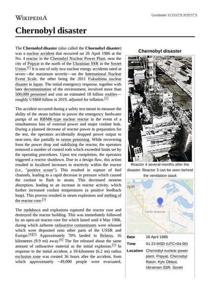 Chernobyl Nuclear Power Plant Disaster