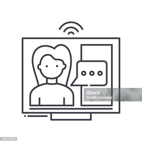 라이브 스트리밍 아이콘 선형 격리 된 그림 얇은 줄 벡터 웹 디자인 기호 흰색 배경에 편집 가능한 스트로크와 개요 개념 기호 개념에 대한 스톡 벡터 아트 및 기타 이미지